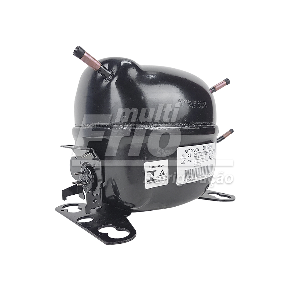 Motor Compressor 1/8 HP Embraco EMI 45HER 110V Monofásico R134a ...
