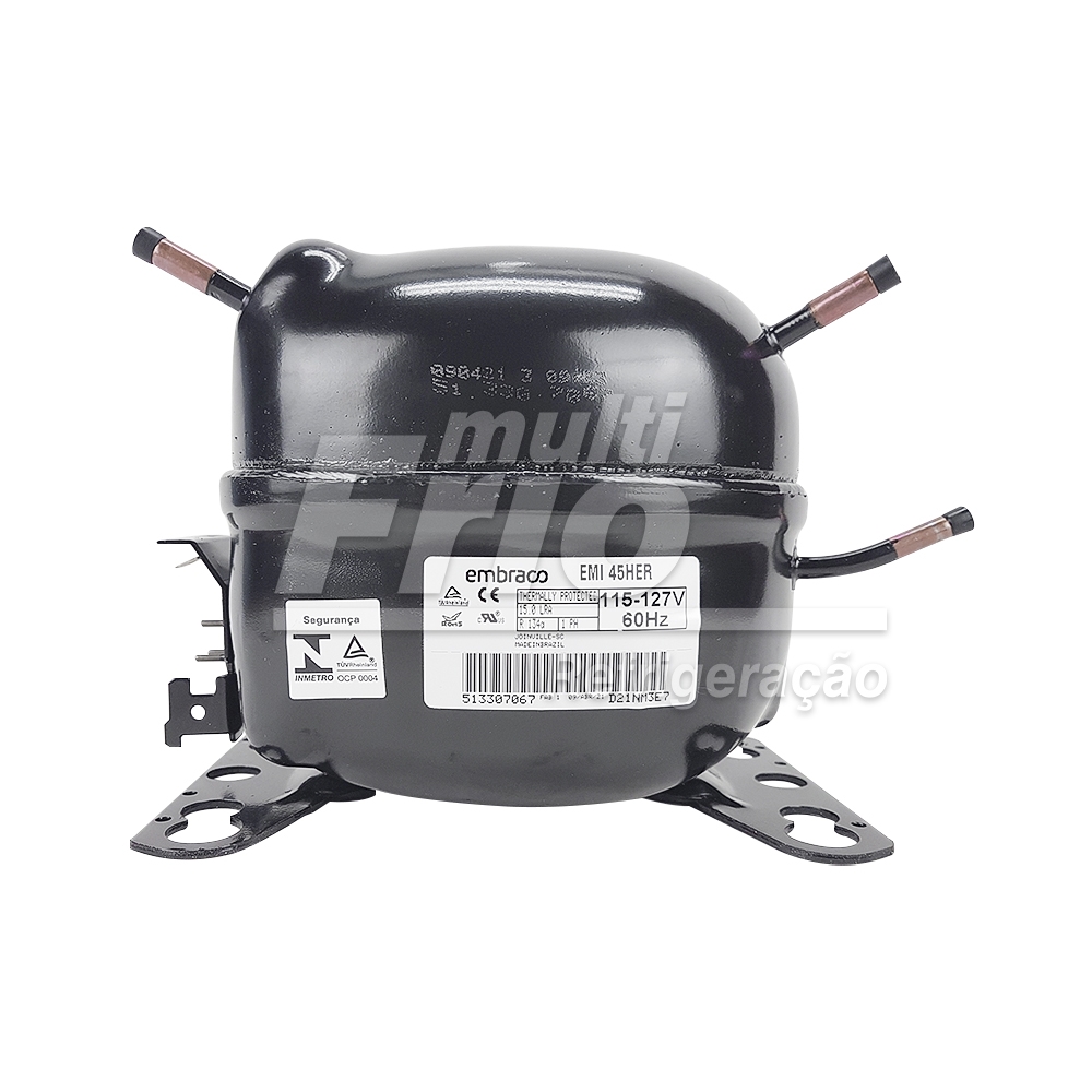 Motor Compressor 1/8 HP Embraco EMI 45HER 110V Monofásico R134a ...